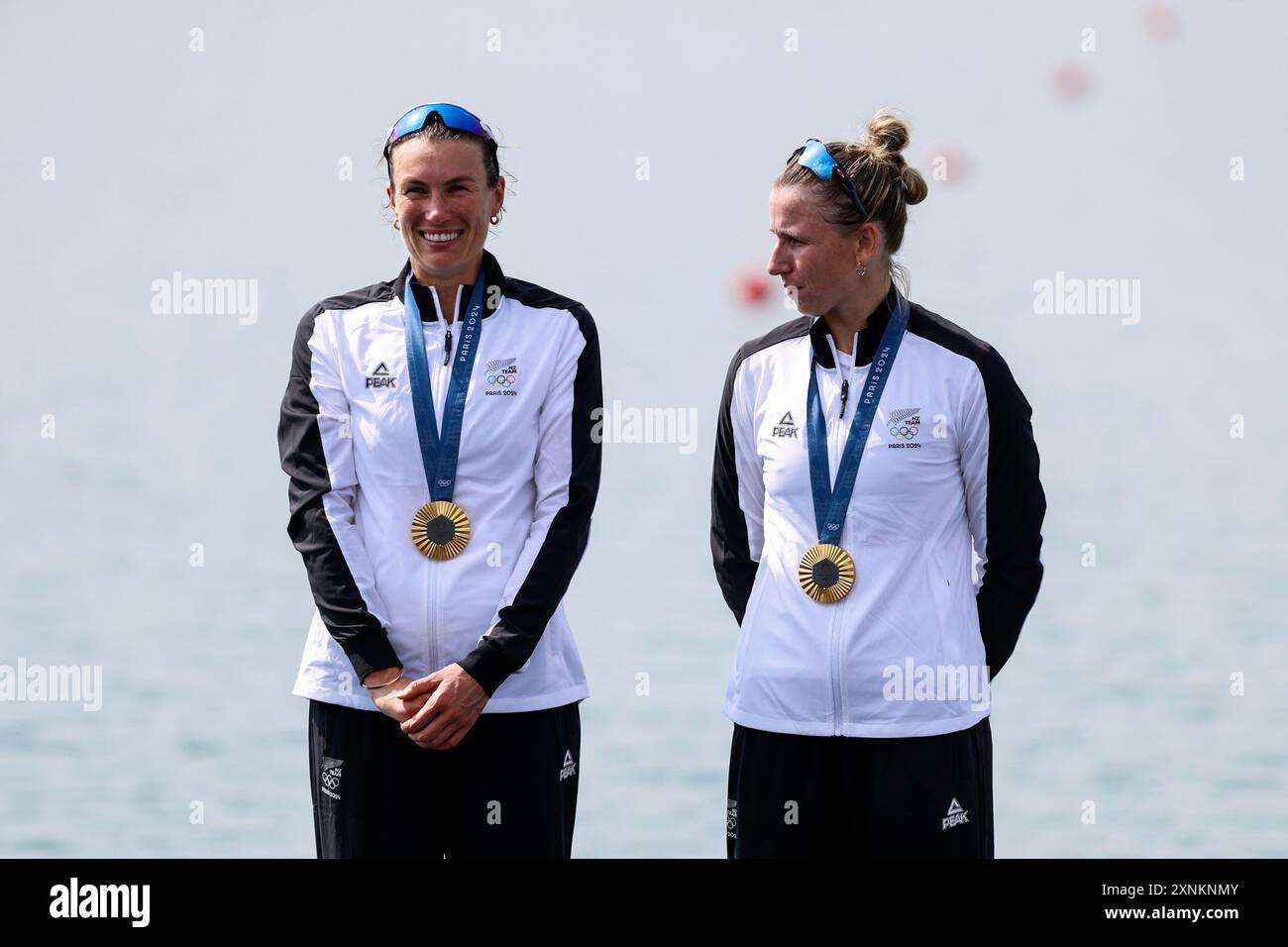 Brooke Francis of New Zealand and Lucy Spoors of New Zealand celebrate ...