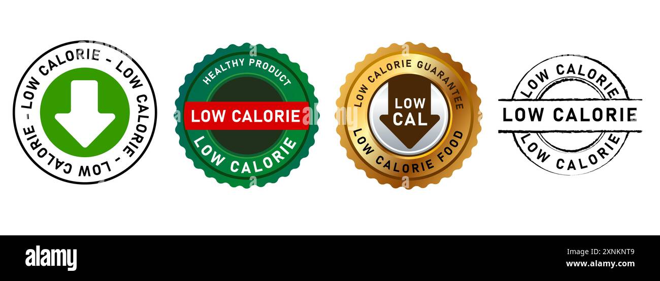 Low calorie dietary food low cal product badge label seal stamp Stock ...