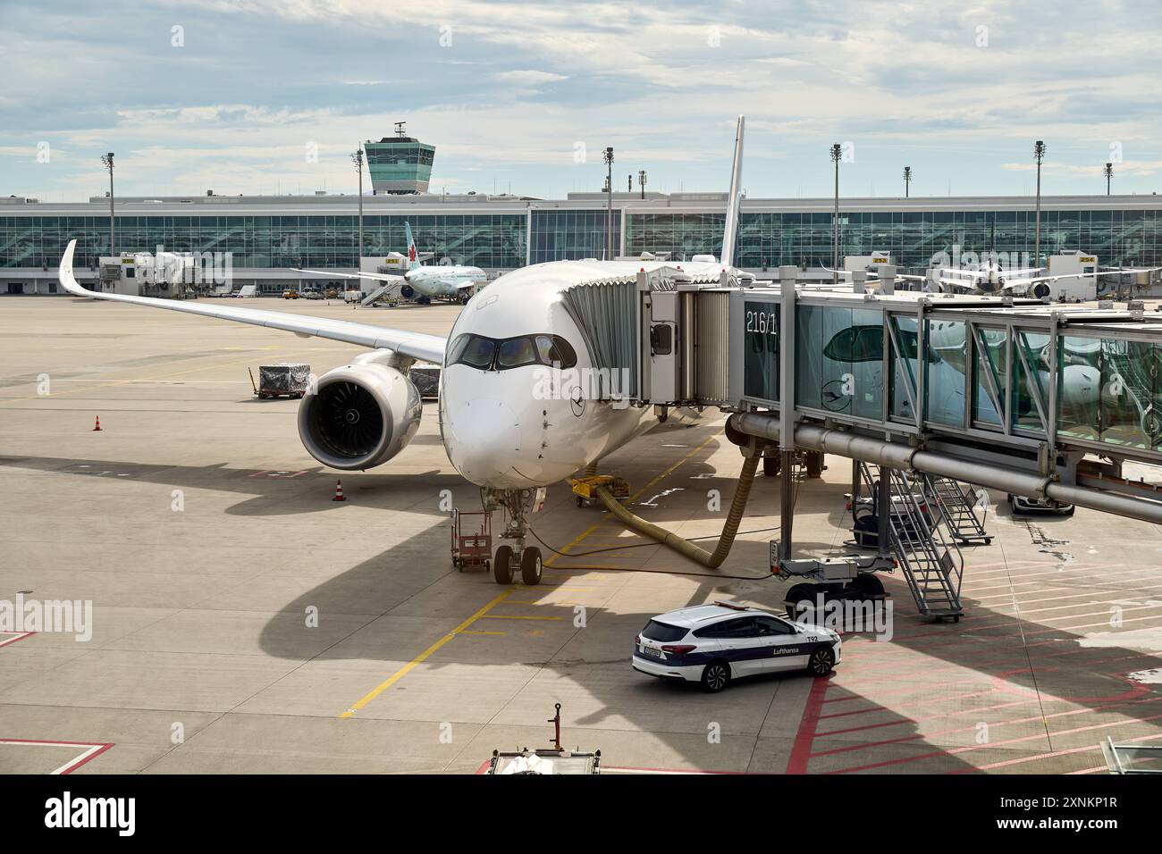 Bavaria, Germany - July 12, 2024: A Lufthansa aircraft stands at the ...