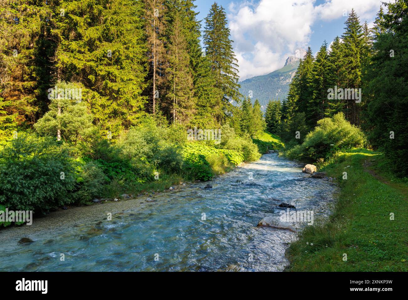 A photo of the Avisio stream near Canazei - Italy Stock Photo - Alamy