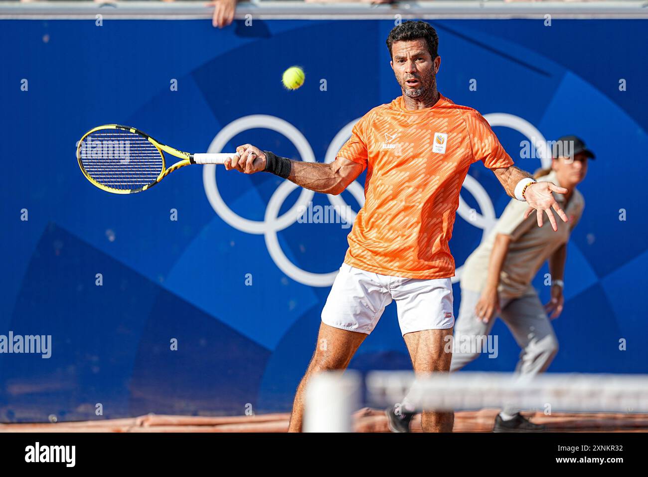 PARIS, FRANCE - JULY 29: Jean-Julien Rojer of the Netherlands competing ...