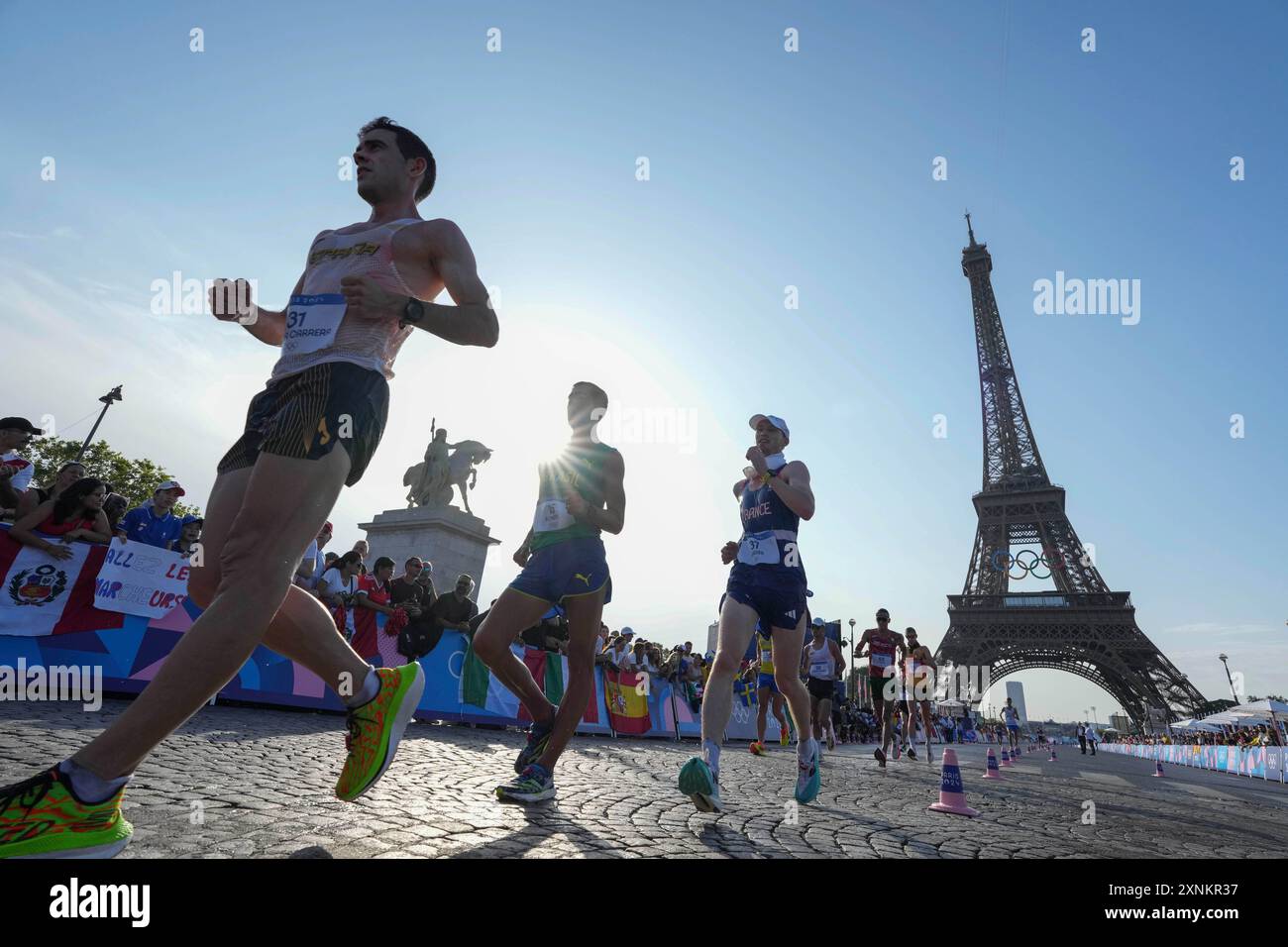 Paris, France. 1st Aug, 2024. Athletes compete during the men's 20km ...