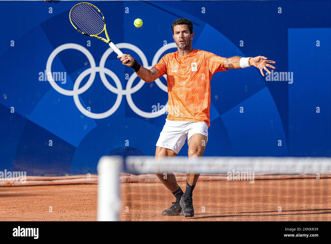 PARIS, FRANCE - JULY 29: Jean-Julien Rojer of the Netherlands competing ...