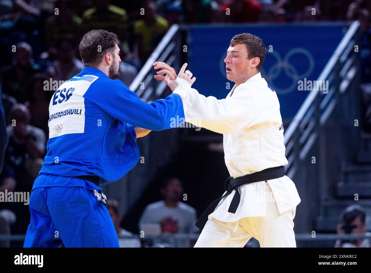 EICH Daniel (Schweiz, weiß) vs SHERAZADISHVILI Nikoloz (Georgien, blau), FRA, Olympische Spiele ...