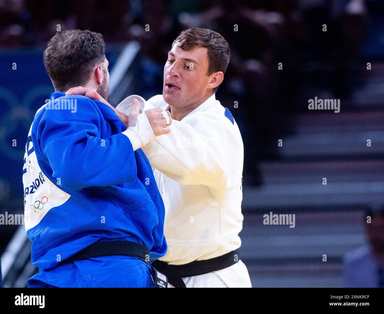 EICH Daniel (Schweiz, weiß) vs SHERAZADISHVILI Nikoloz (Georgien, blau), FRA, Olympische Spiele ...