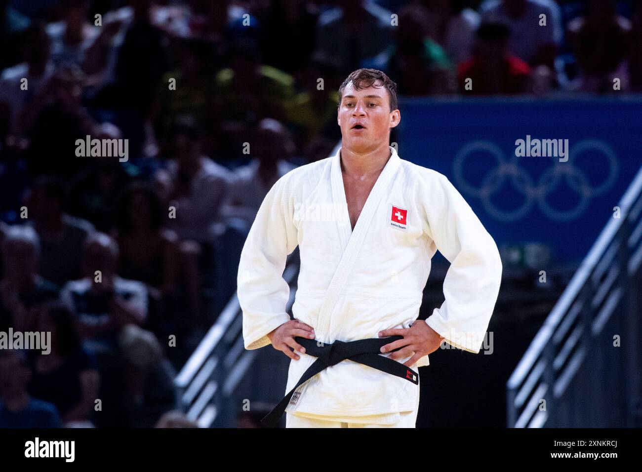EICH Daniel (Schweiz, weiß) vs SHERAZADISHVILI Nikoloz (Georgien, blau), FRA, Olympische Spiele ...