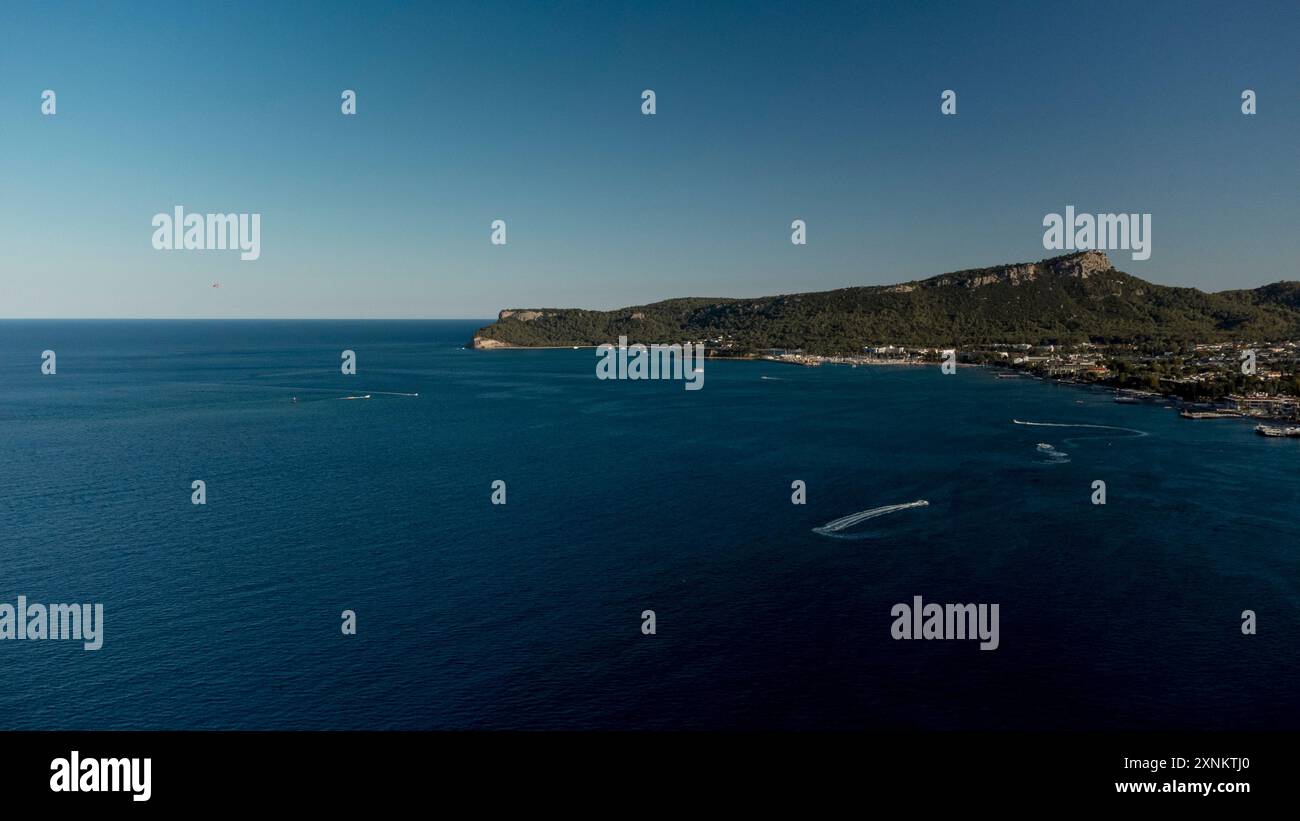 Aerial view of of coastal area of Kemer, Turkish beach resort city ...