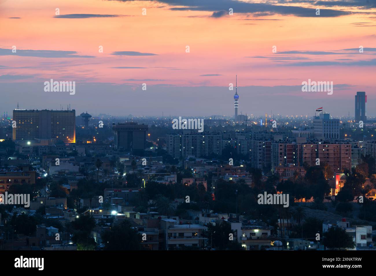 Baghdad city skyline after sunset Stock Photo - Alamy