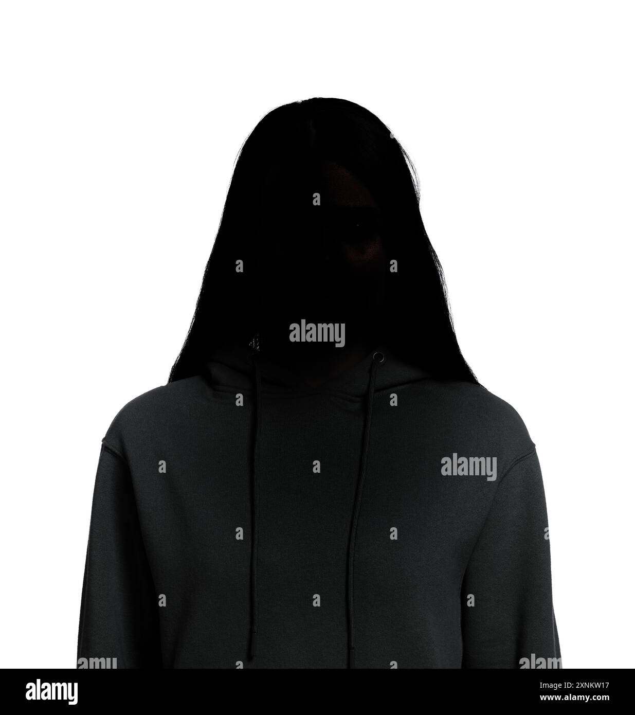 Anonymous person. Shaded portrait of woman on white background Stock ...