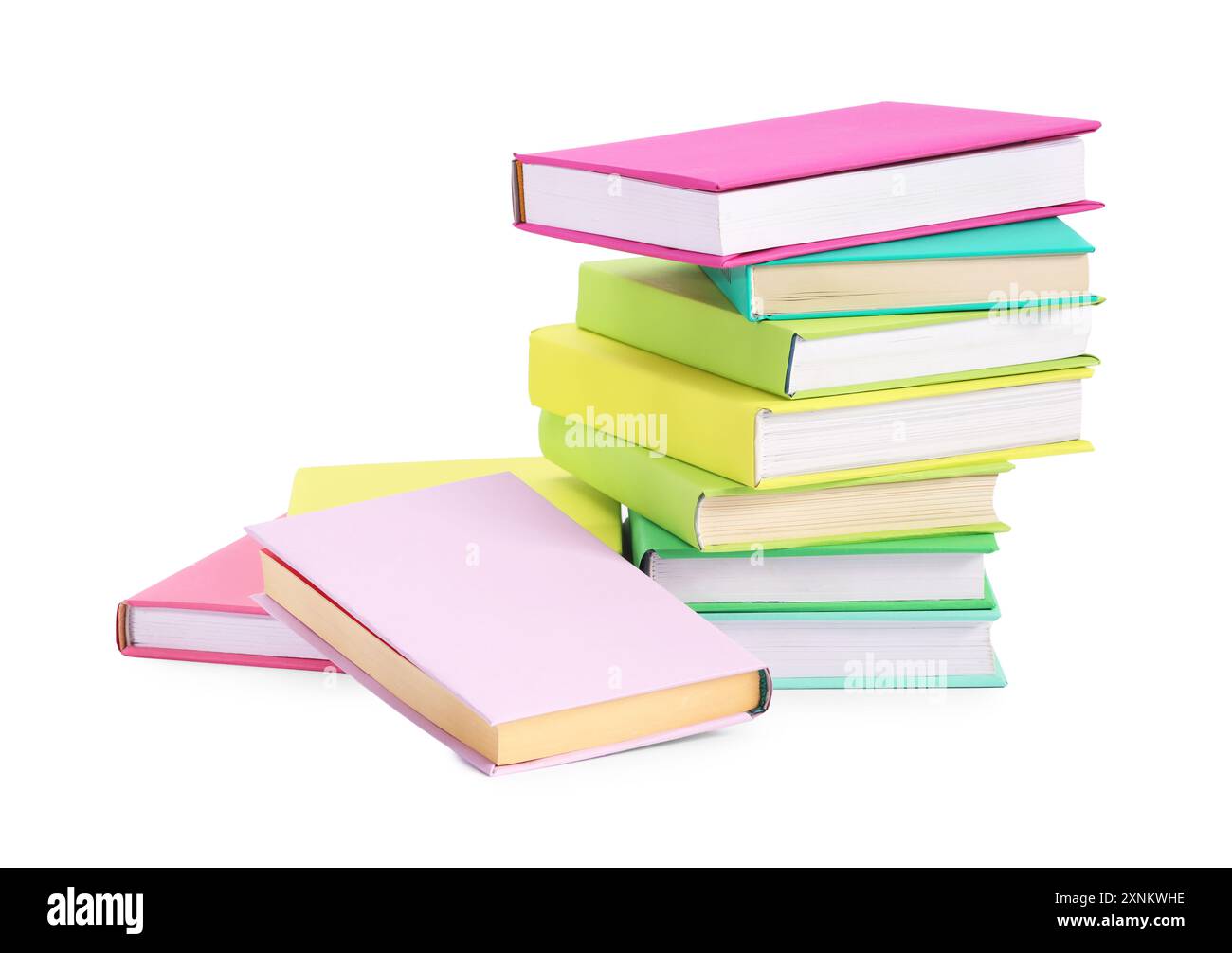 Many bright colorful books isolated on white Stock Photo - Alamy
