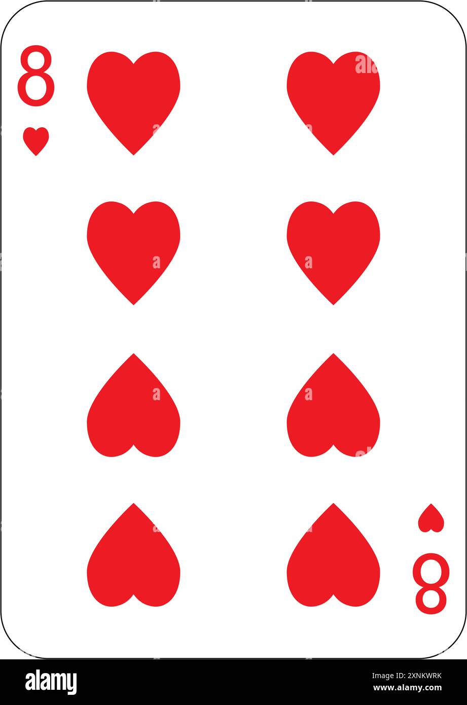 8 of hearts. One playing card, illustration Stock Photo - Alamy