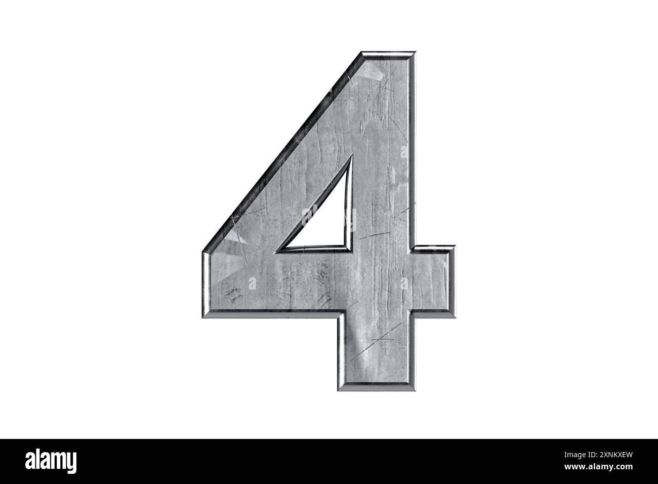 Digit made of rough, scratched and damaged metal. 3d illustration of ...