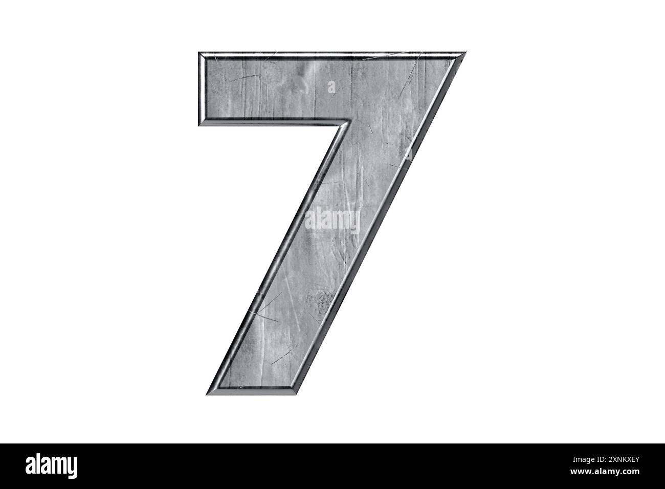 Digit made of rough, scratched and damaged metal. 3d illustration of ...