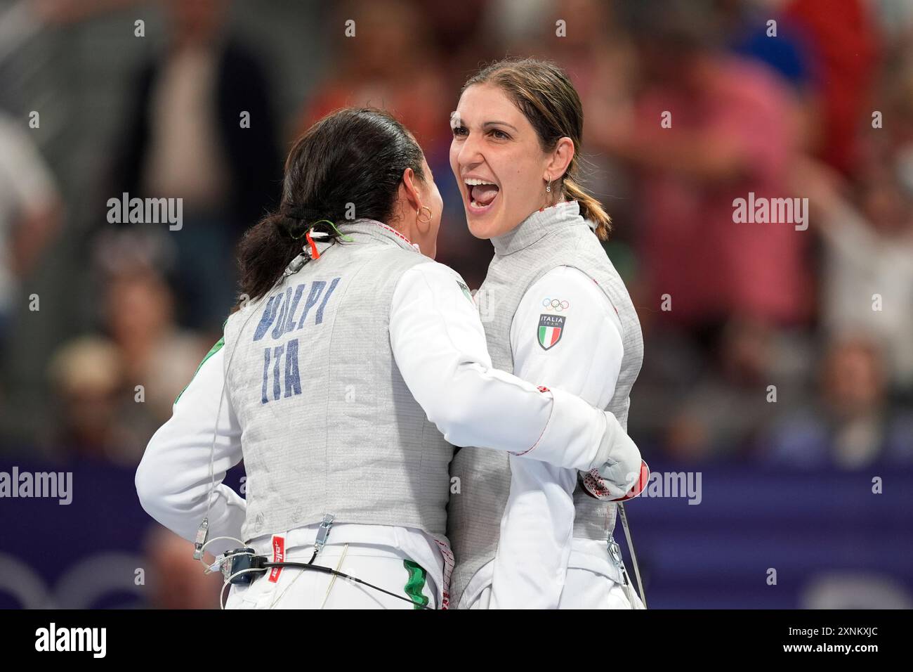 Italy's Alice Volpi , left, celebrates with her teammate Arianna Errigo ...