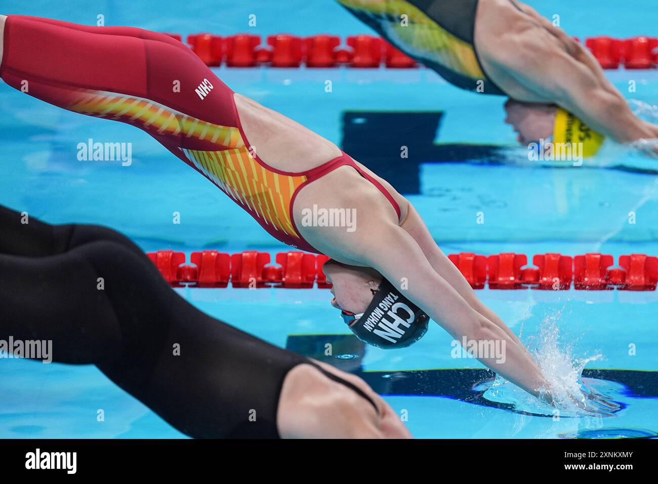 Paris, France. 1st Aug, 2024. Tang Muhan (C) of China competes during ...