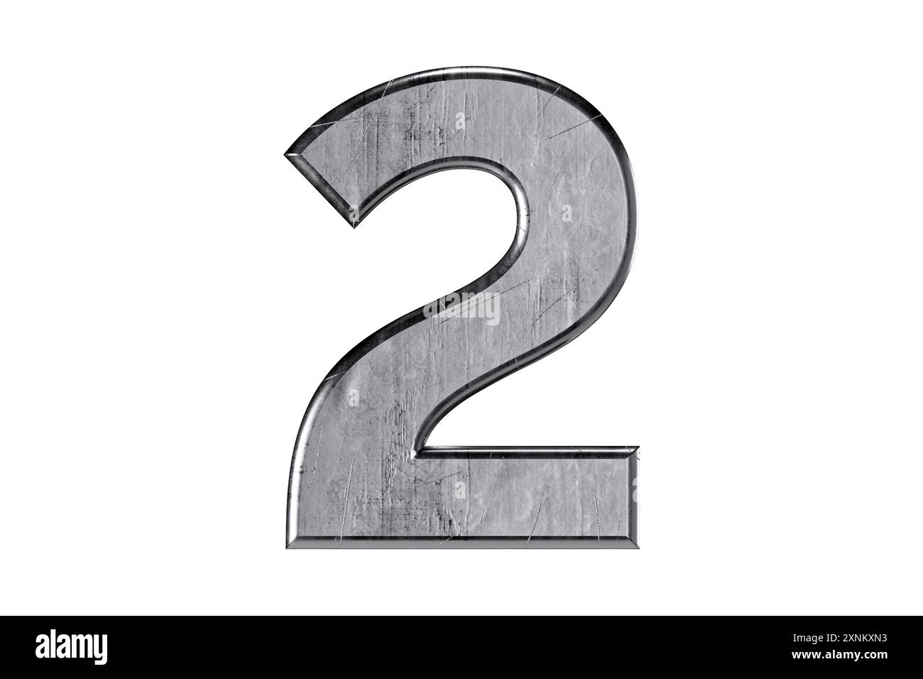 Digit made of rough, scratched and damaged metal. 3d illustration of ...