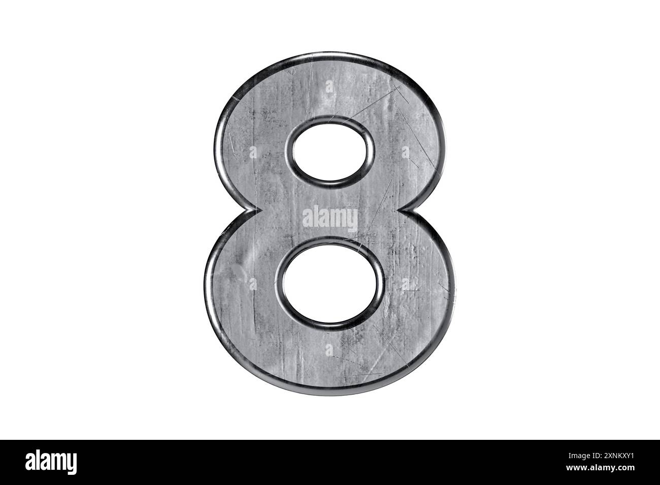 Digit made of rough, scratched and damaged metal. 3d illustration of ...