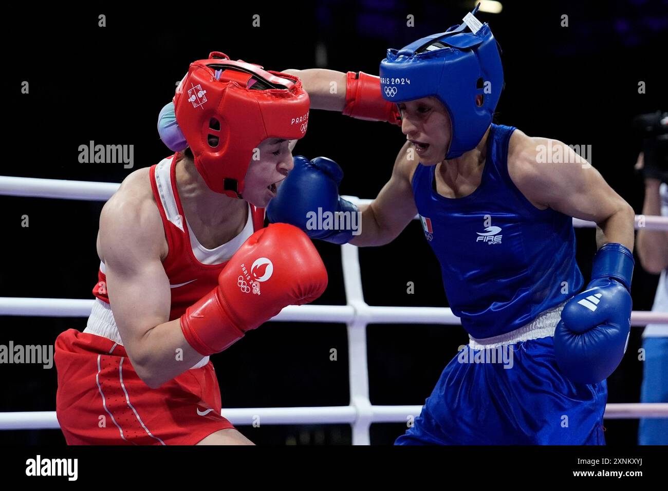 Turkey's Buse Cakiroglu, left, fights Mexico's Fatima Herrera in their ...