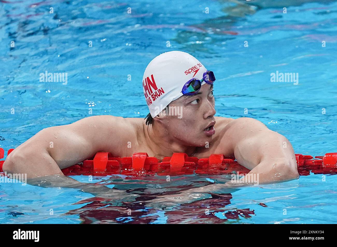 Paris, France. 1st Aug, 2024. Wang Shun of China reacts after the men's ...