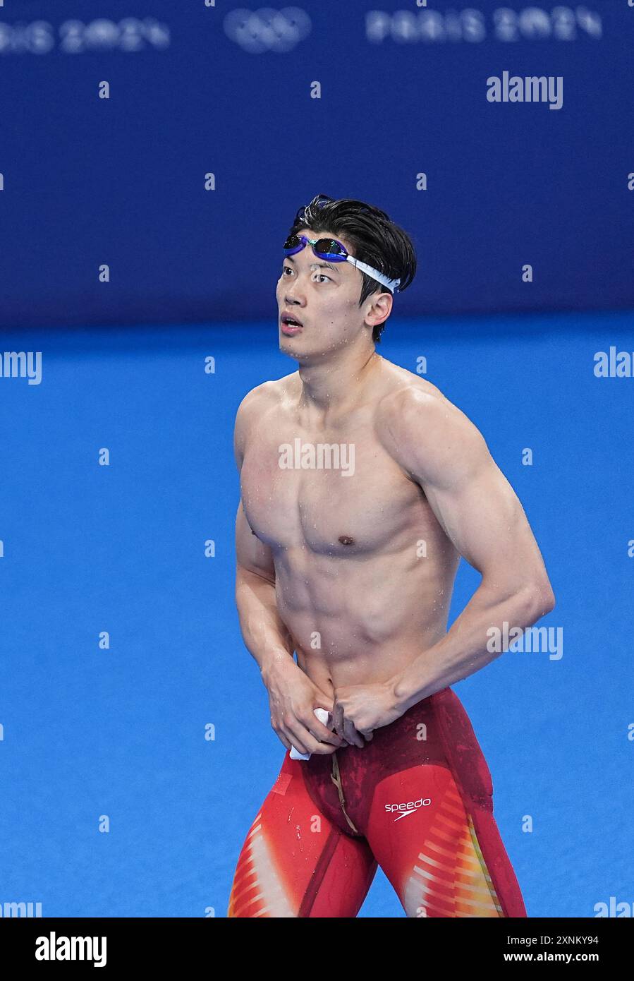 Paris, France. 1st Aug, 2024. Wang Shun of China reacts after the men's ...