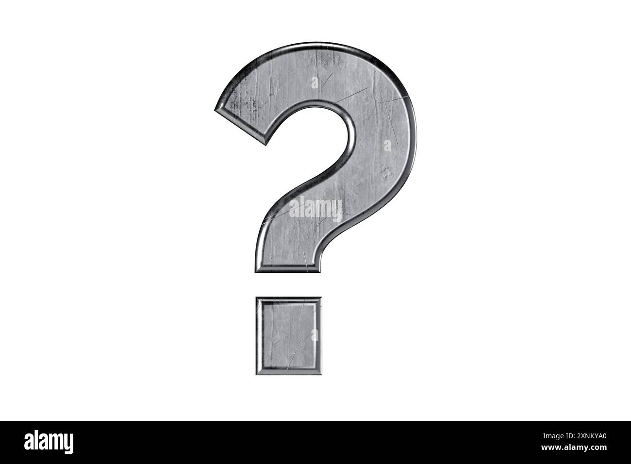 Symbol made of rough, scratched and damaged metal. 3d illustration of ...