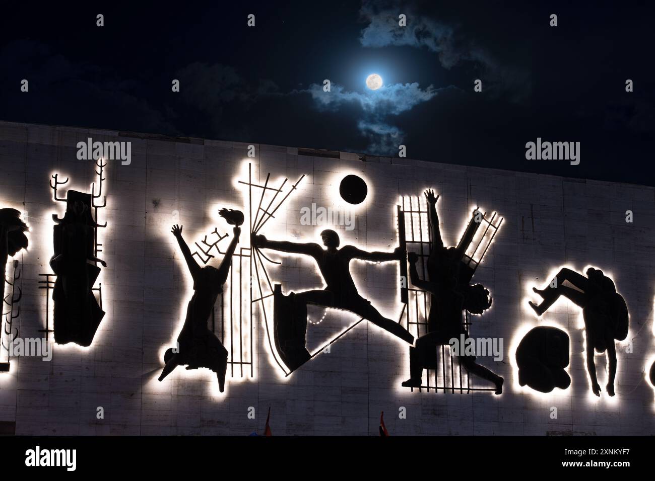Moon rises behind the Freedom Monument in Baghdad on 09 Feb 2020 Stock ...
