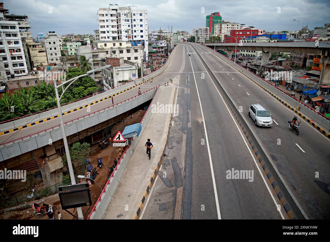Few vehicles are seen on Mayor Mohammed Hanif Flyover in the capital’s ...
