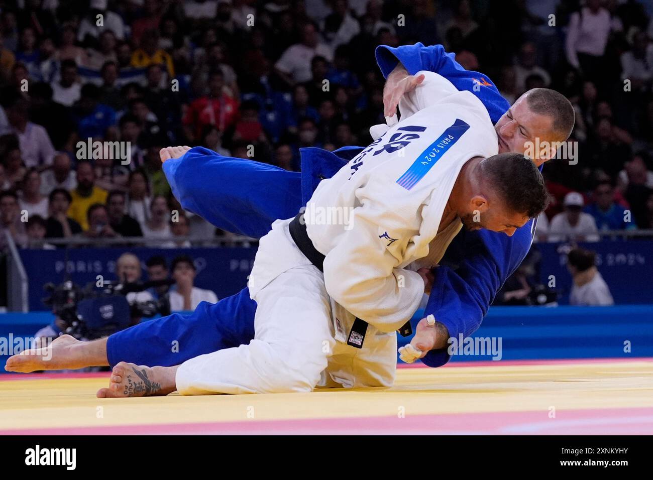 Israel's Peter Paltchik and Michael Korrel, of the Netherlands, compete ...
