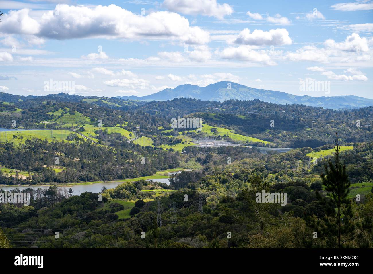 Aerial view of the East Bay regional of the San Francisco Bay Area with ...