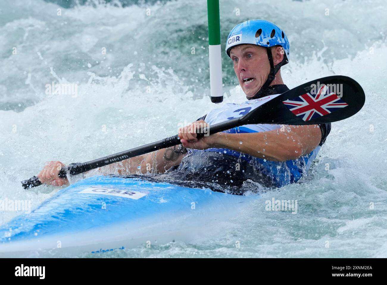 Joseph Clarke of Britain competes in the men's kayak single finals at ...