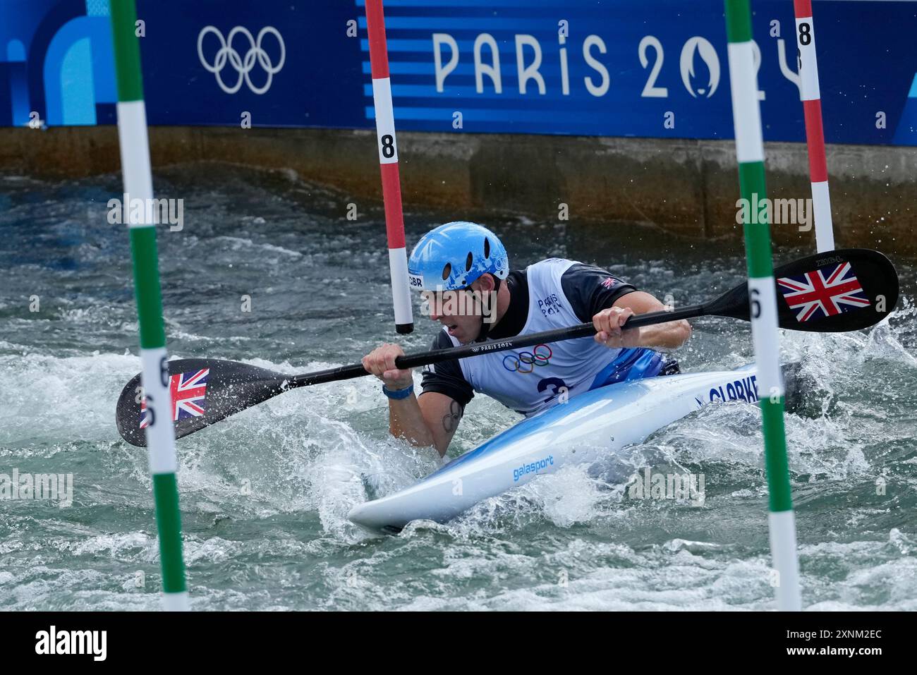 Joseph Clarke of Britain competes in the men's kayak single finals at ...