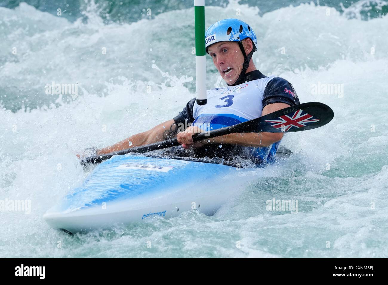 Joseph Clarke of Britain competes in the men's kayak single finals at ...