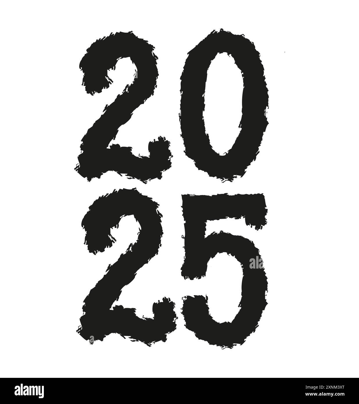 Vector 2025 year black handwriting vertical font. Illustration with ...