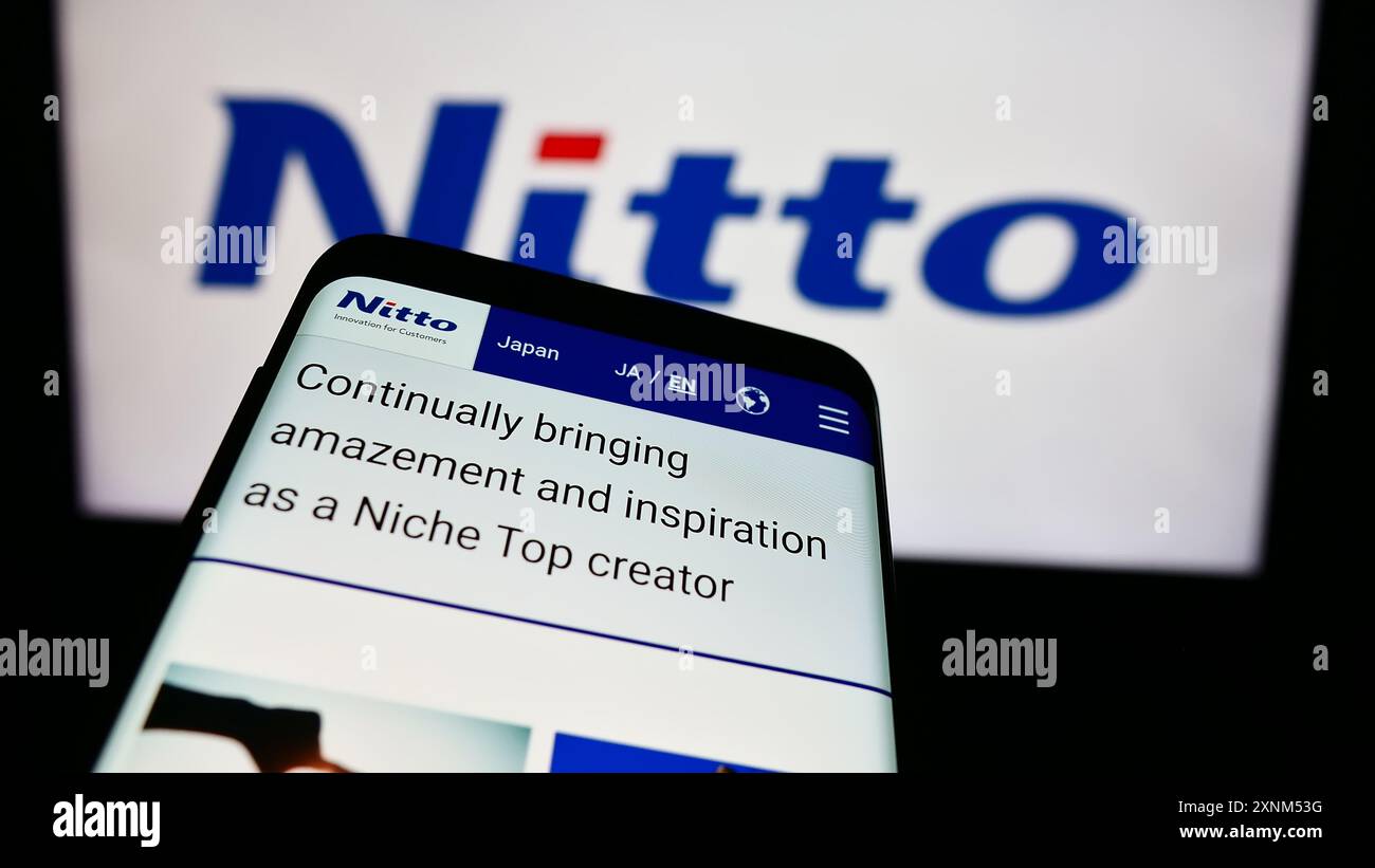 Mobile phone with website of Japanese chemical company Nitto Denko ...