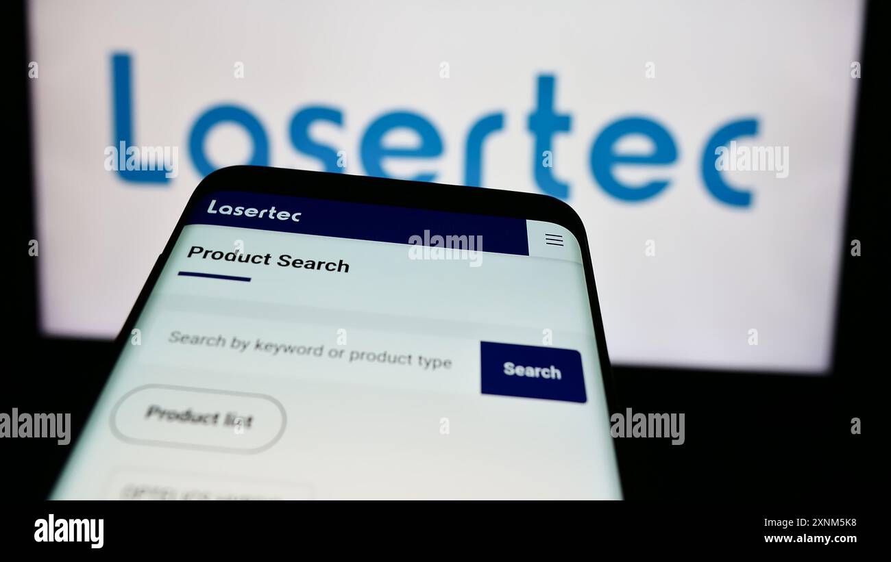 Smartphone with webpage of Japanese technology company Lasertec ...