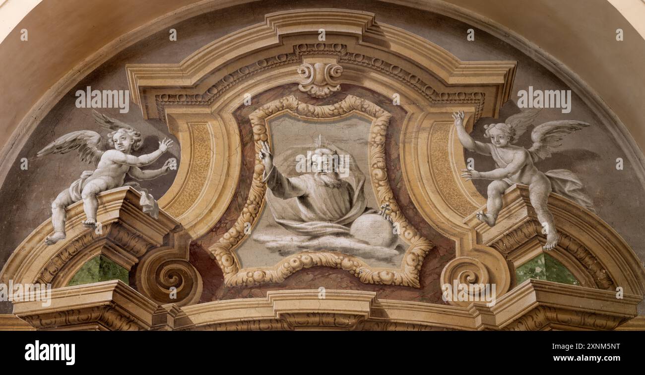 PERUGIA, ITALY - MAY 16, 2024: The baroque fresco of God the Creator in church Chiesa di Santo ...