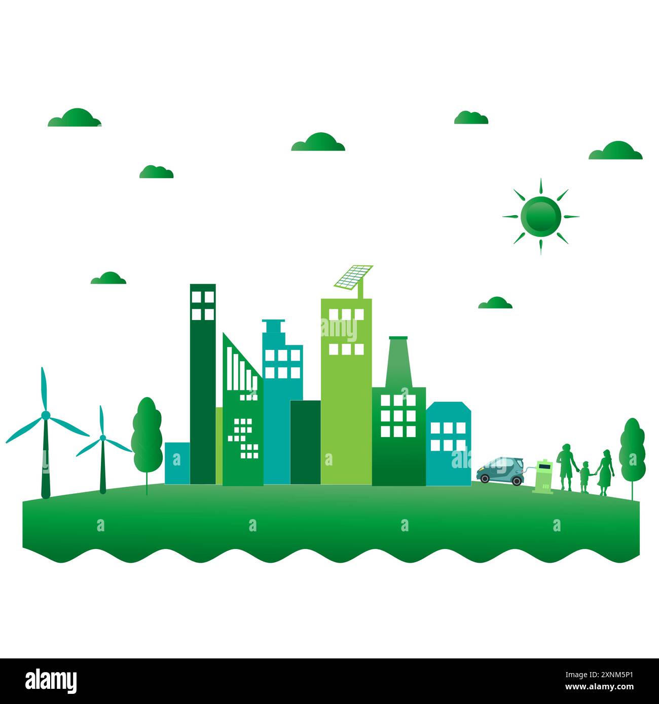 green sustainable city. vector illustration Stock Vector Image & Art ...