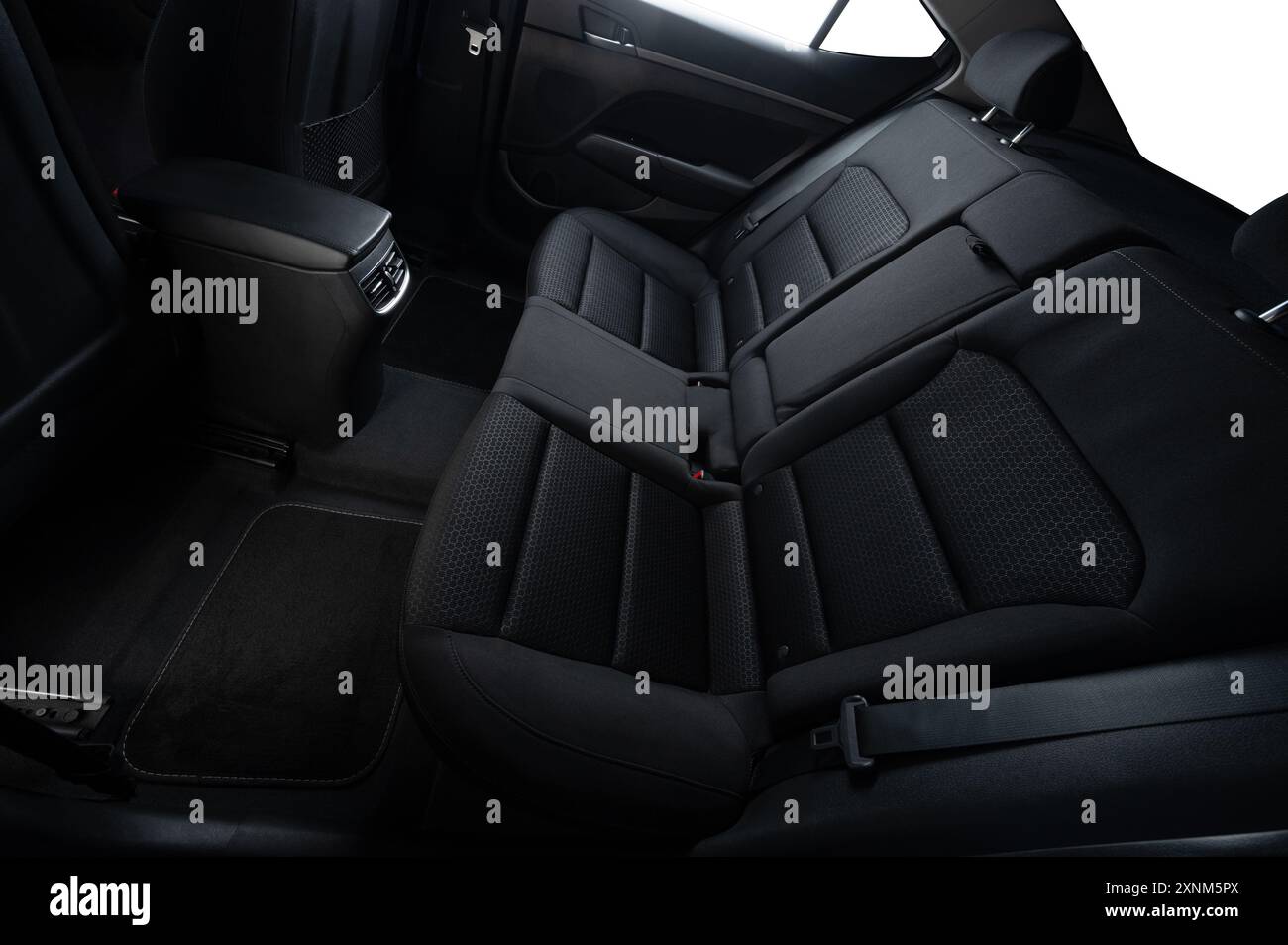 Clean car back interior with textile seats and mats Stock Photo - Alamy