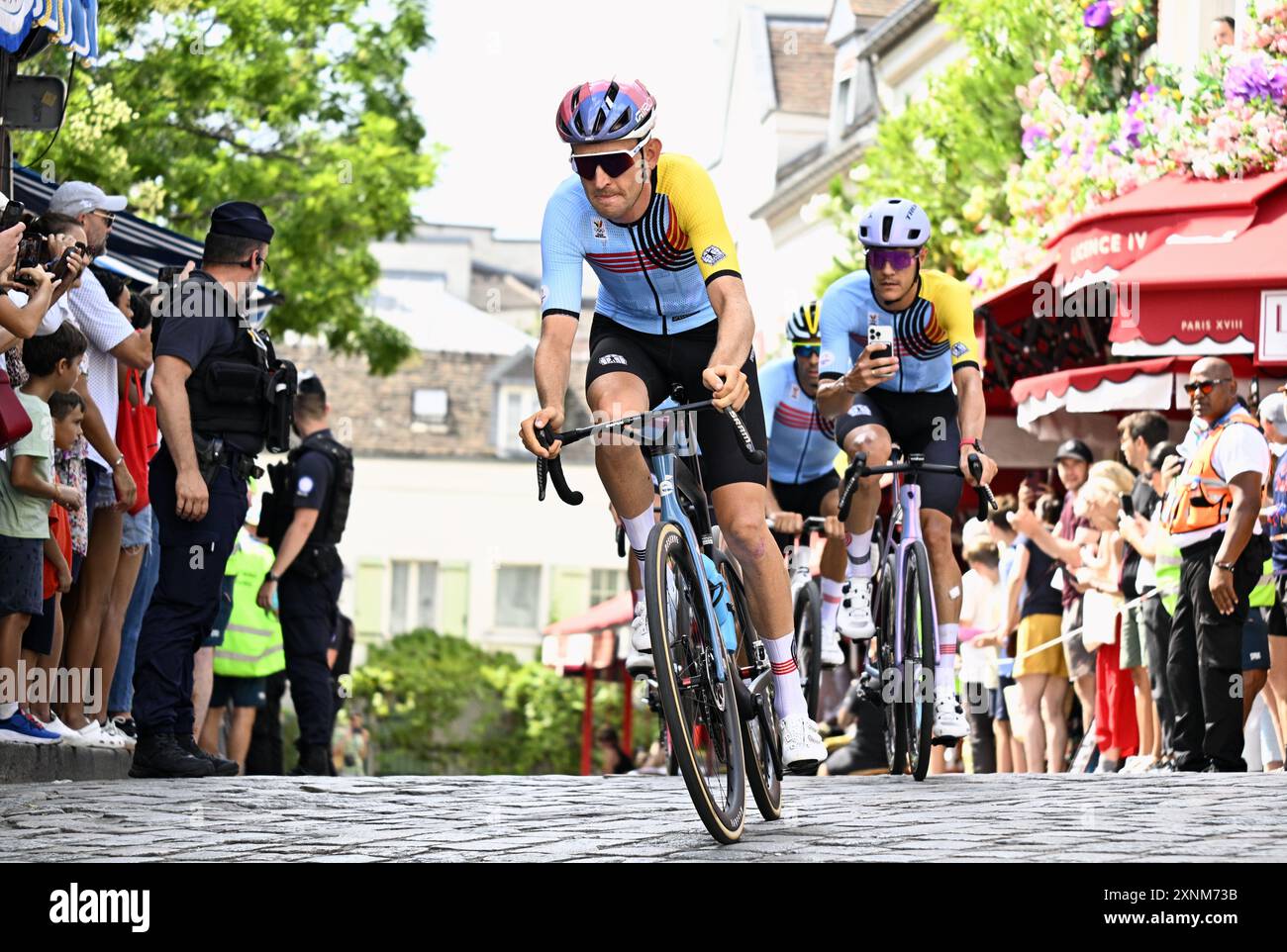 Paris, France. 01st Aug, 2024. Belgian cyclist Tiesj Benoot and Belgian ...