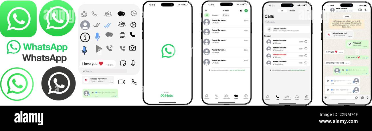 WhatsApp mockup. Set of WhatsApp screens social media and social ...