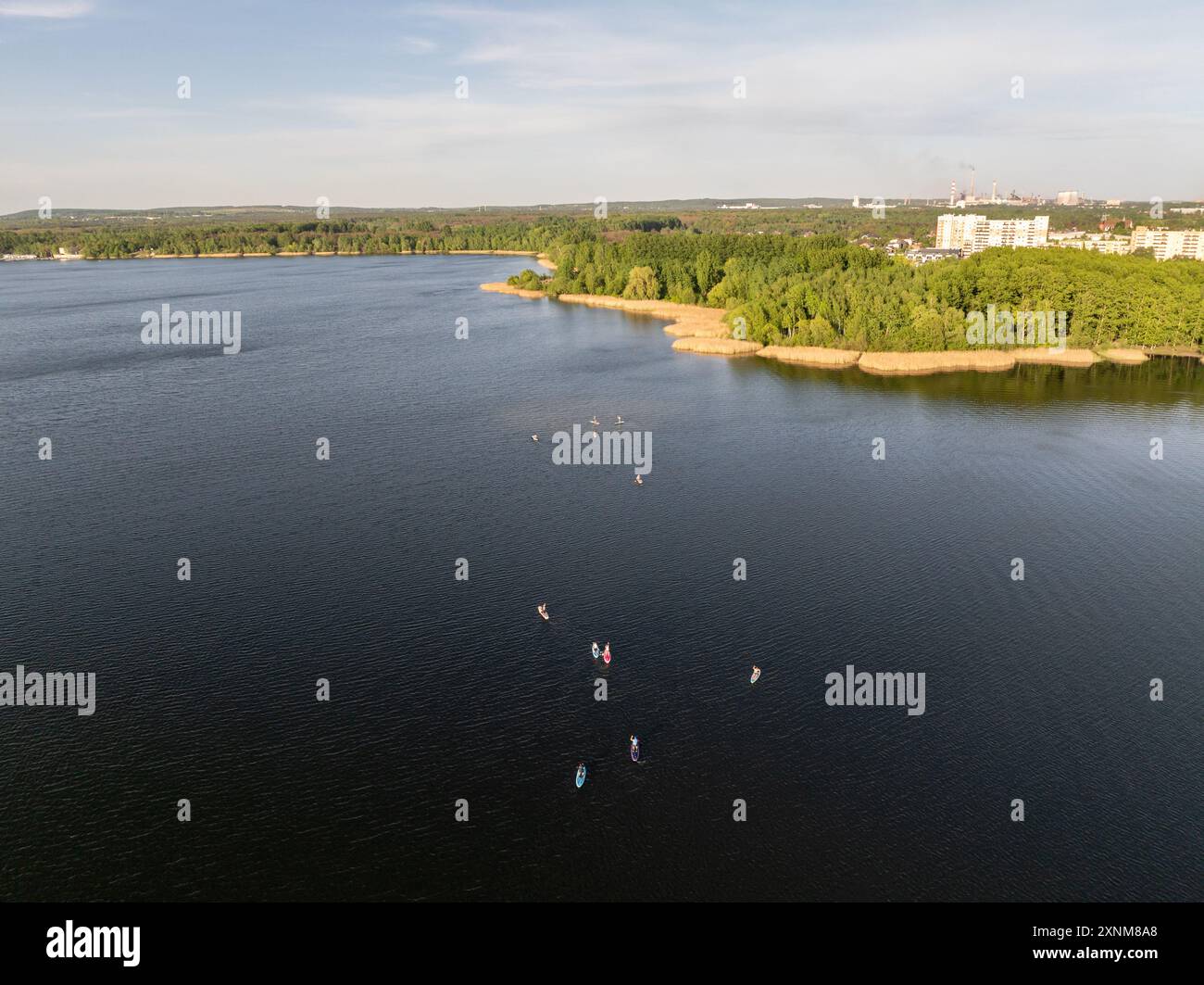 Aerial view group friends paddle hi-res stock photography and images ...