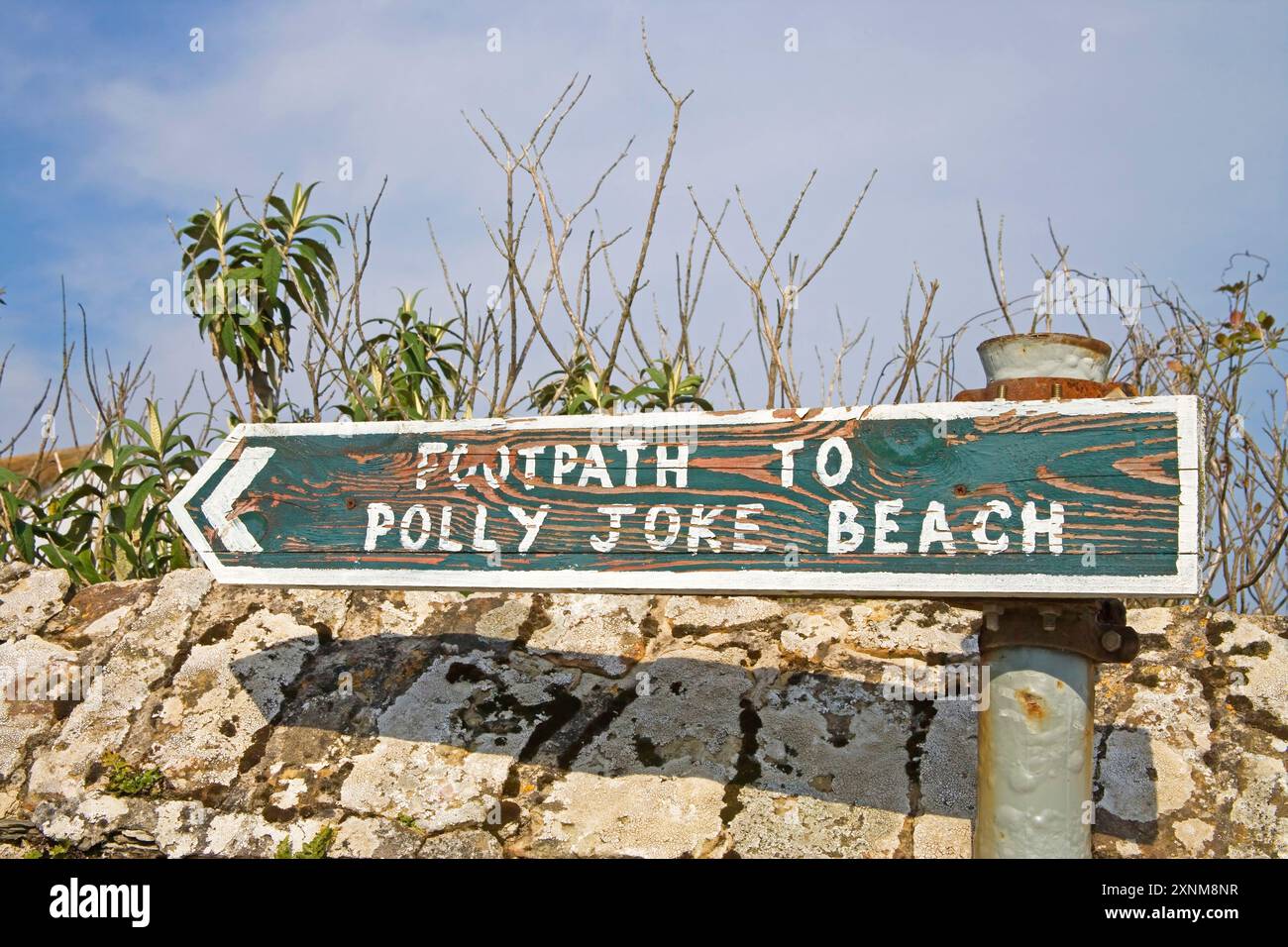 sign for porth joke, locally known as polly joke on the north cornish ...