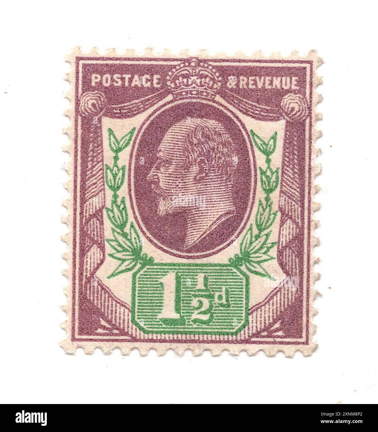 A vintage King Edward VII one and a half pence postage stamp from Great ...