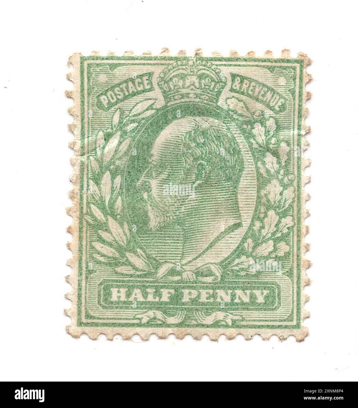 A vintage King Edward VII half penny postage stamp from Great Britain ...