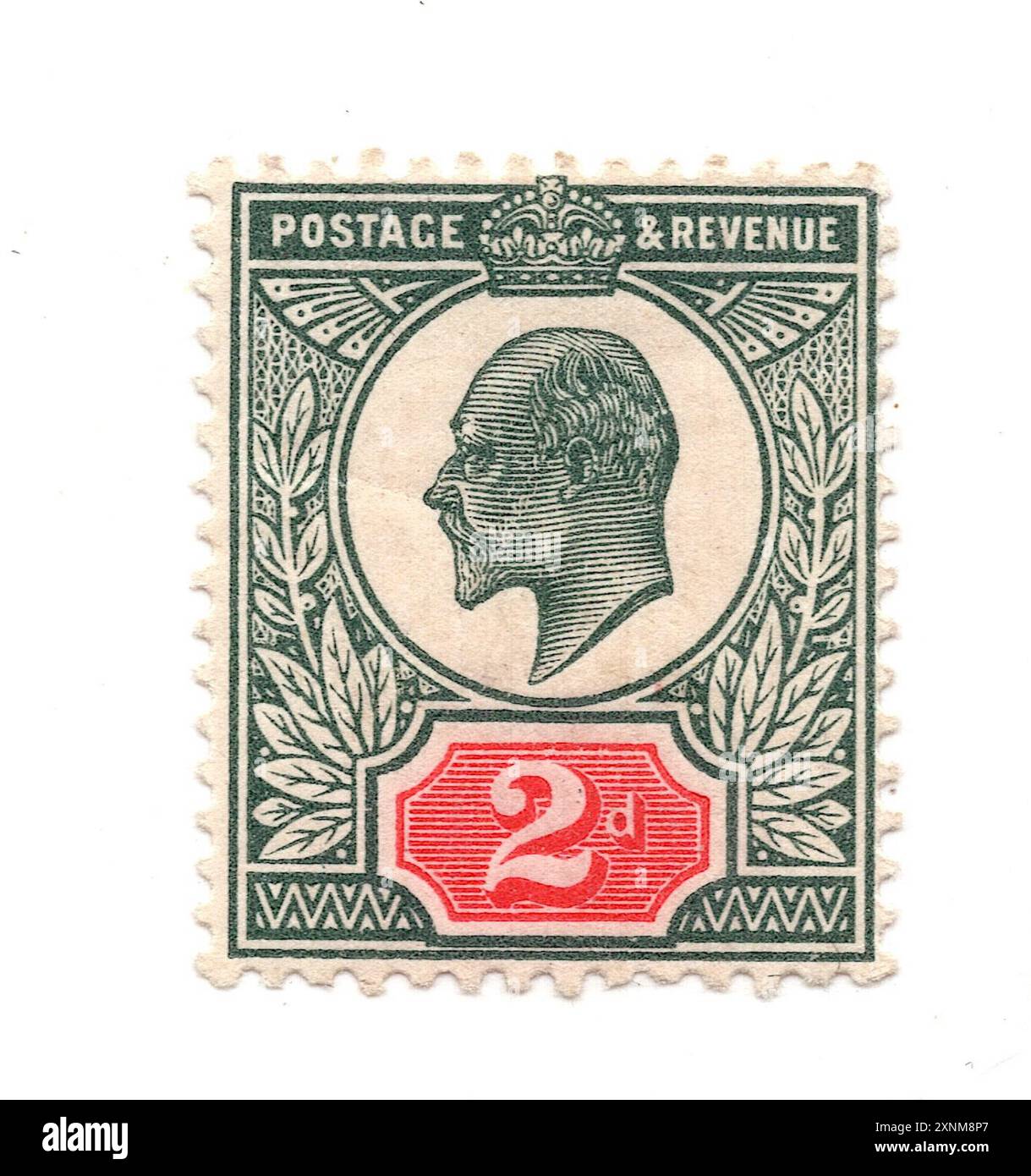 A vintage King Edward VII 2d postage stamp from Great Britain on a ...