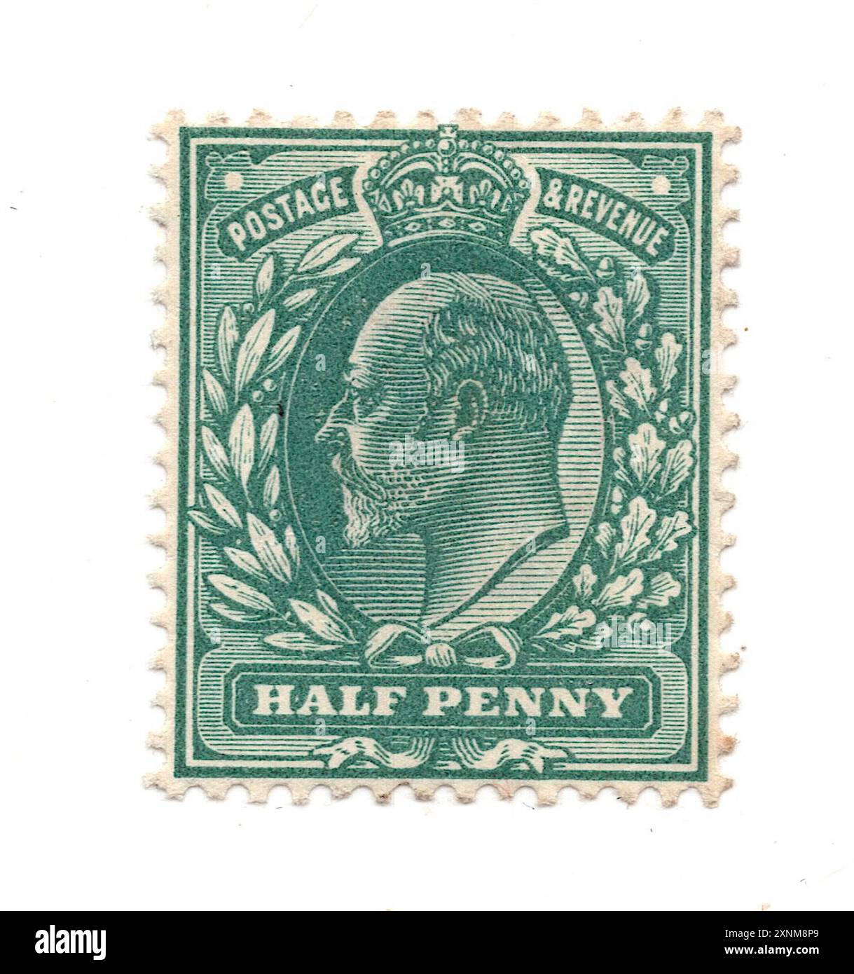 A vintage King Edward VII half penny postage stamp from Great Britain ...