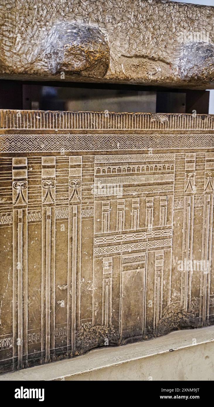 Cairo,Egypt,December 31,2019-Details from a beautiful sarcophagus, with ...
