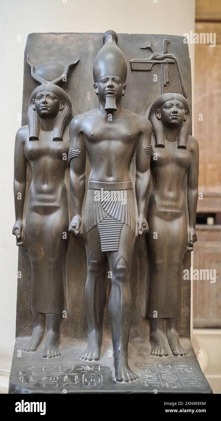 Cairo,Egypt,December 31,2019-Menkaure Triad carving with Menkaure ...