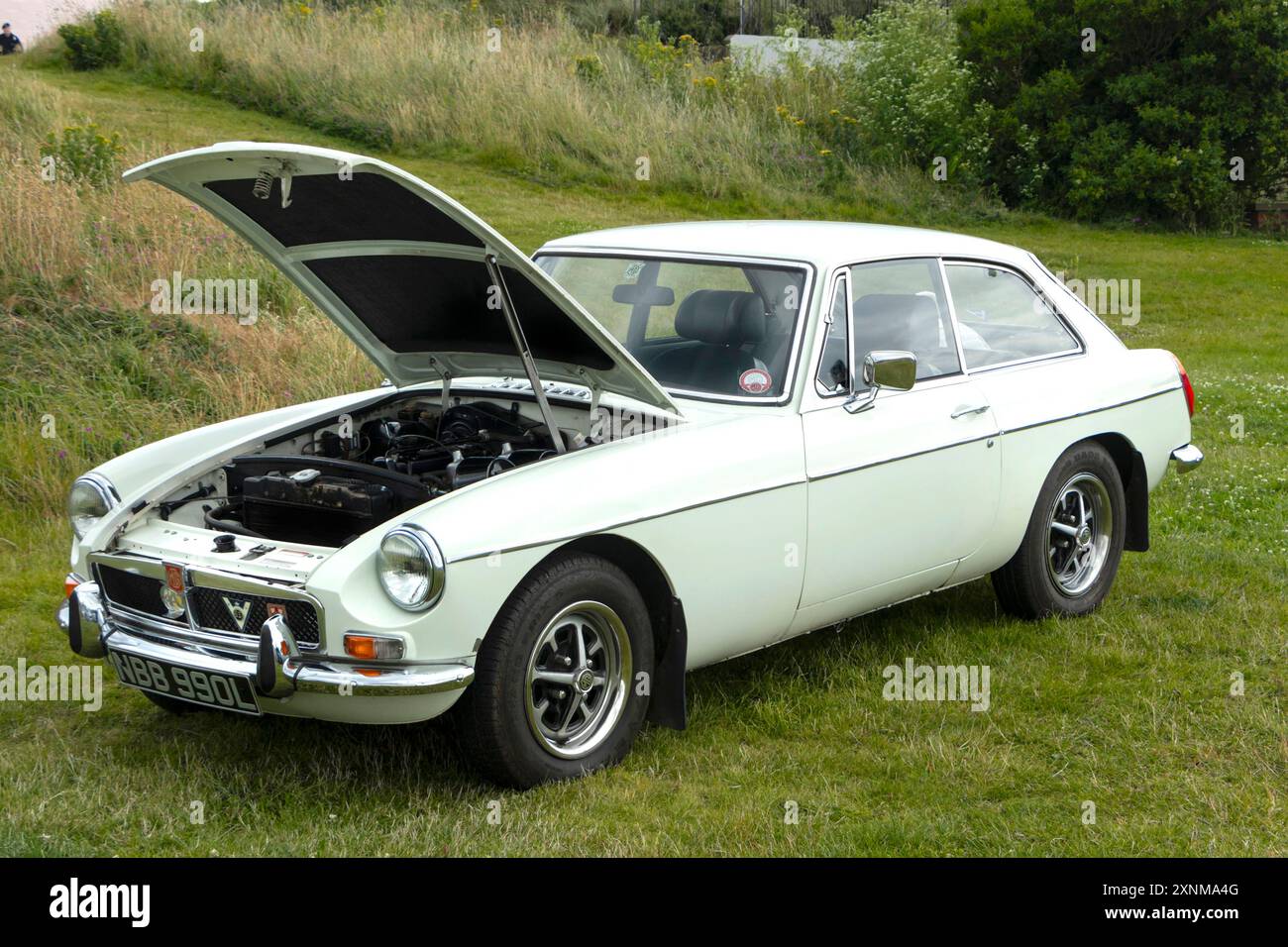 white 1970s MGB sports car Stock Photo - Alamy