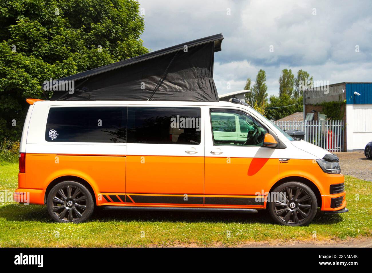 two tone orange and white classic vintage volkswagen VW camper ...